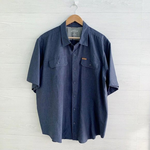 Orvis | Shirts | Orvis Classic Collection Navy Blue Heather Short ...